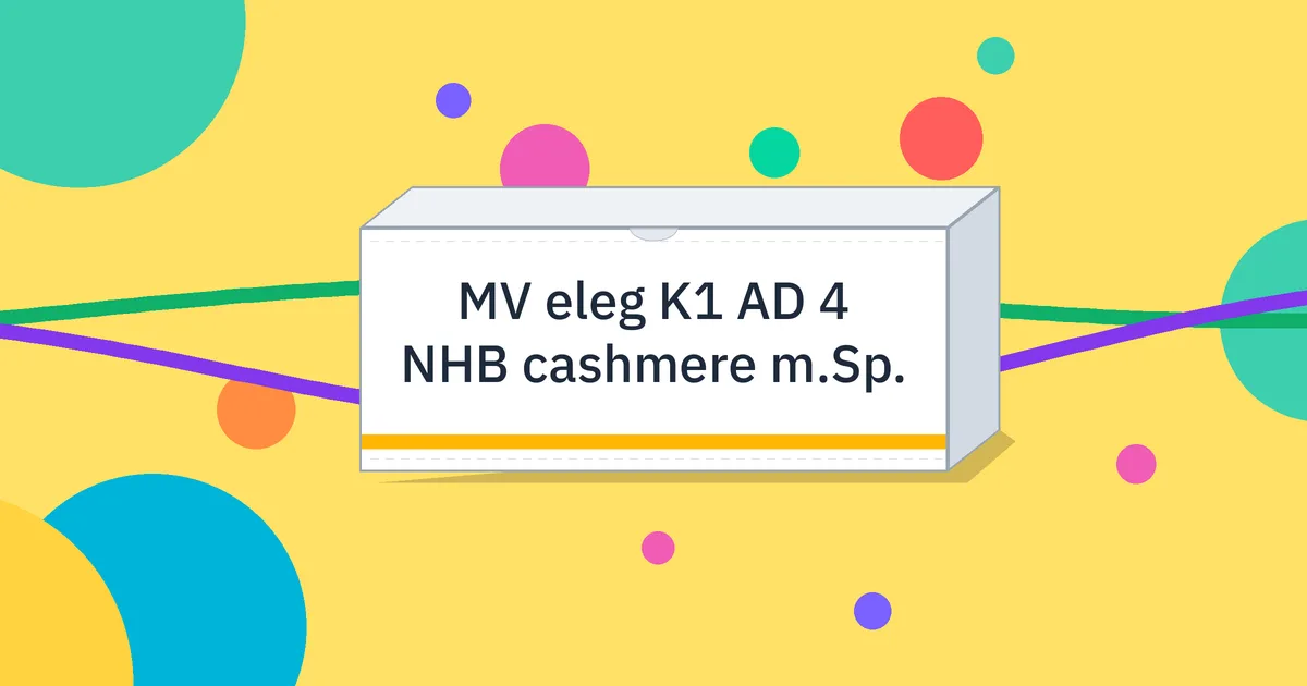Symbolbild: Packung mit der Aufschrift MV eleg K1 AD 4 NHB cashmere m.Sp. (PZN 15674276) – Verfügbarkeit und Bezug in Apotheken in Frankfurt am Main