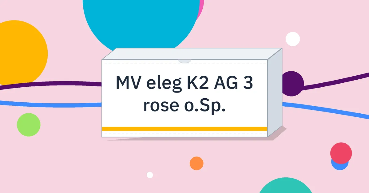 Symbolbild: Packung mit der Aufschrift MV eleg K2 AG 3 rose o.Sp. (PZN 14700184) – Verfügbarkeit und Bezug in Apotheken in Frankfurt am Main