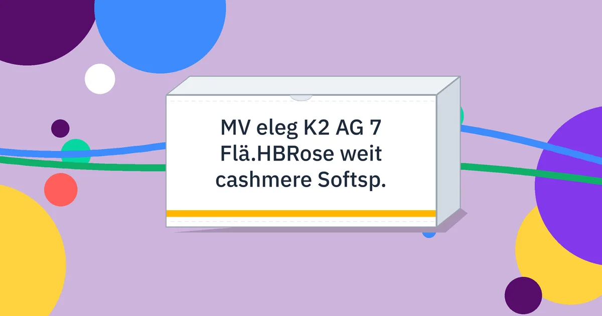 Symbolbild: Packung mit der Aufschrift MV eleg K2 AG 7 Flä.HBRose weit cashmere Softsp. (PZN 15719820) – Verfügbarkeit und Bezug in Apotheken in Frankfurt am Main