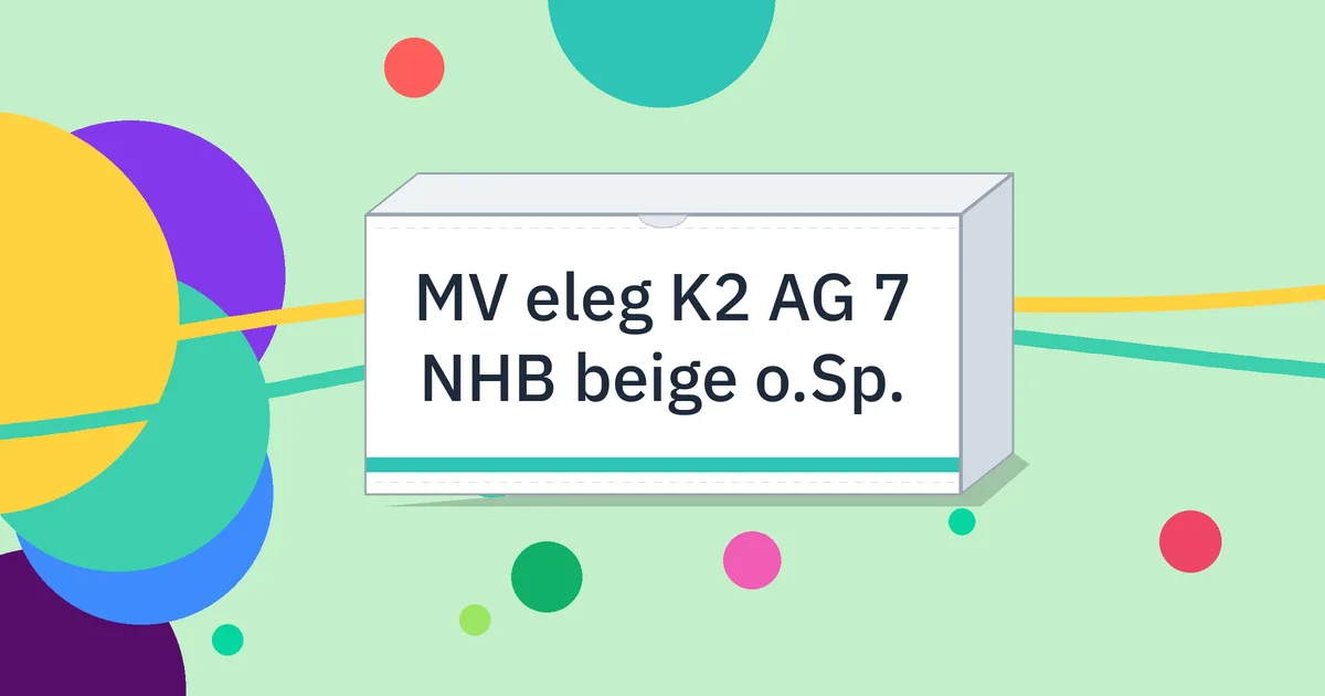 Symbolbild: Packung mit der Aufschrift MV eleg K2 AG 7 NHB beige o.Sp. (PZN 15730833) – Verfügbarkeit und Bezug in Apotheken in Frankfurt am Main