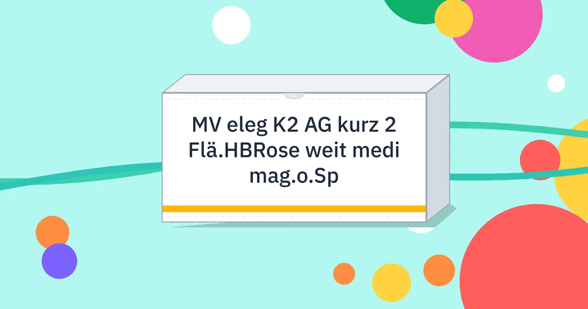 Symbolbild: Packung mit der Aufschrift MV eleg K2 AG kurz 2 Flä.HBRose weit medi mag.o.Sp (PZN 15706007) – Verfügbarkeit und Bezug in Apotheken in Frankfurt am Main