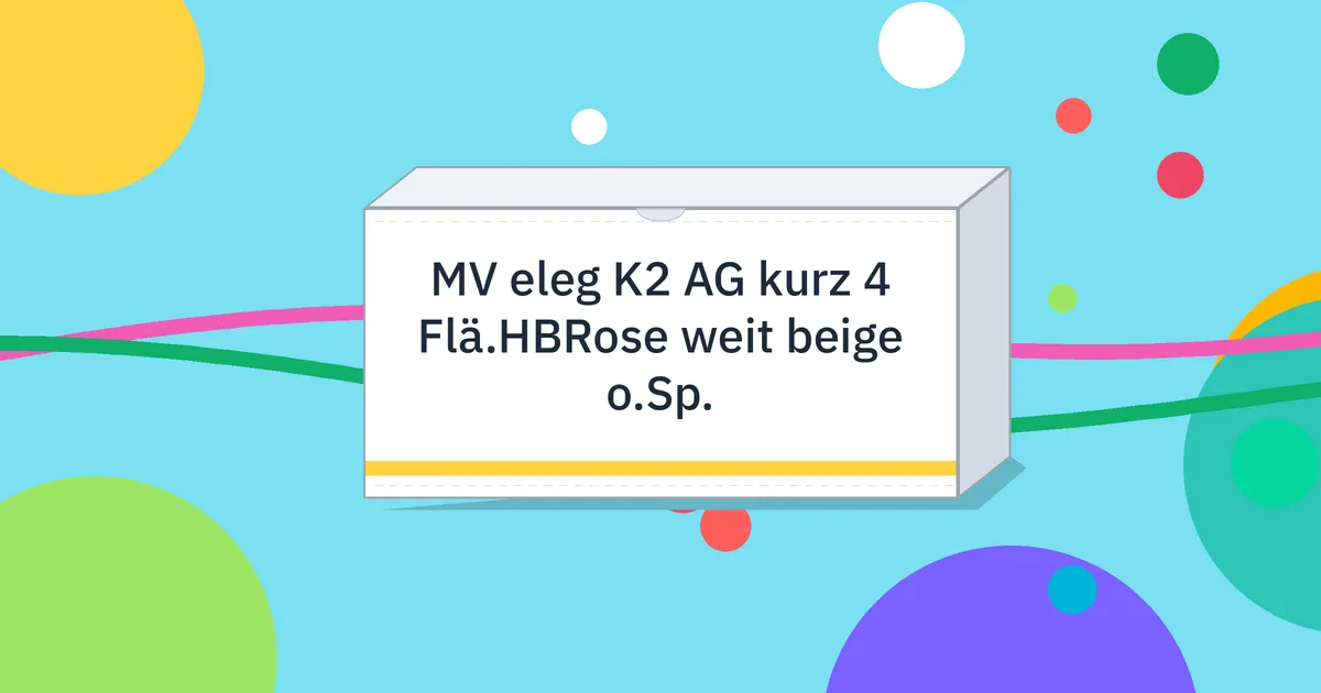 Symbolbild: Packung mit der Aufschrift MV eleg K2 AG kurz 4 Flä.HBRose weit beige o.Sp. (PZN 15706450) – Verfügbarkeit und Bezug in Apotheken in Frankfurt am Main