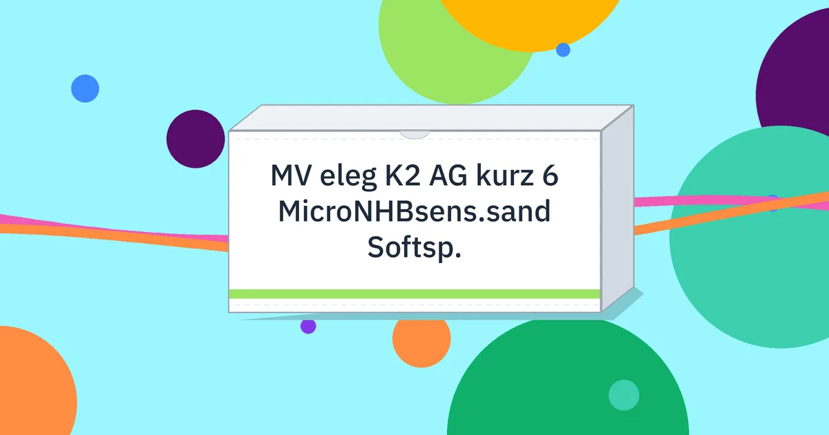 Symbolbild: Packung mit der Aufschrift MV eleg K2 AG kurz 6 MicroNHBsens.sand Softsp. (PZN 18927192) – Verfügbarkeit und Bezug in Apotheken in Frankfurt am Main