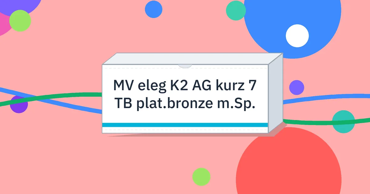 Symbolbild: Packung mit der Aufschrift MV eleg K2 AG kurz 7 TB plat.bronze m.Sp. (PZN 14715837) – Verfügbarkeit und Bezug in Apotheken in Frankfurt am Main