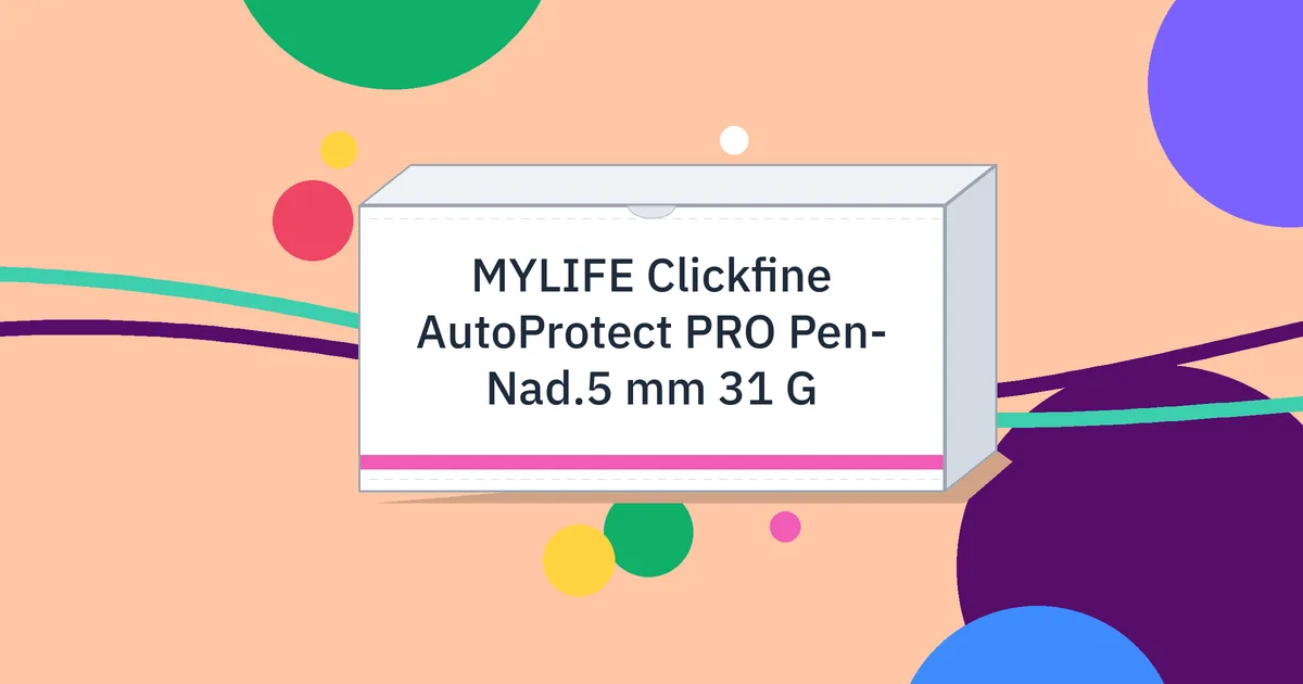 Symbolbild: Packung mit der Aufschrift MYLIFE Clickfine AutoProtect PRO Pen-Nad.5 mm 31 G (PZN 20544587) – Verfügbarkeit und Bezug in Apotheken in Frankfurt am Main