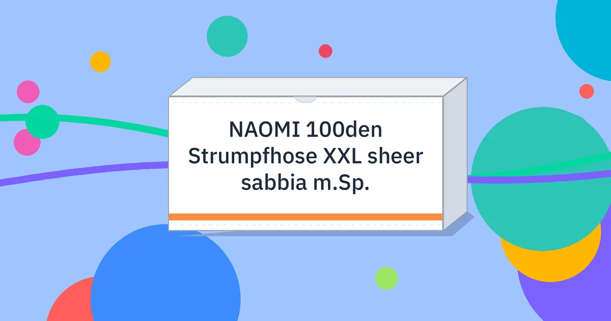 Symbolbild: Packung mit der Aufschrift NAOMI 100den Strumpfhose XXL sheer sabbia m.Sp. (PZN 16177060) – Verfügbarkeit und Bezug in Apotheken in Frankfurt am Main