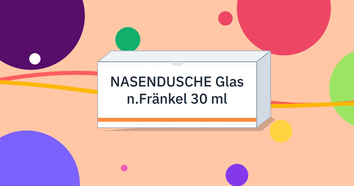 Symbolbild: Packung mit der Aufschrift NASENDUSCHE Glas n.Fränkel 30 ml (PZN 04444691) – Verfügbarkeit und Bezug in Apotheken in Frankfurt am Main