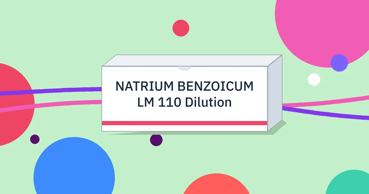 Symbolbild: Packung mit der Aufschrift NATRIUM BENZOICUM LM 110 Dilution (PZN 12960107) – Verfügbarkeit und Bezug in Apotheken in Frankfurt am Main