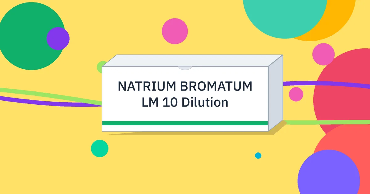 Symbolbild: Packung mit der Aufschrift NATRIUM BROMATUM LM 10 Dilution (PZN 12961199) – Verfügbarkeit und Bezug in Apotheken in Frankfurt am Main