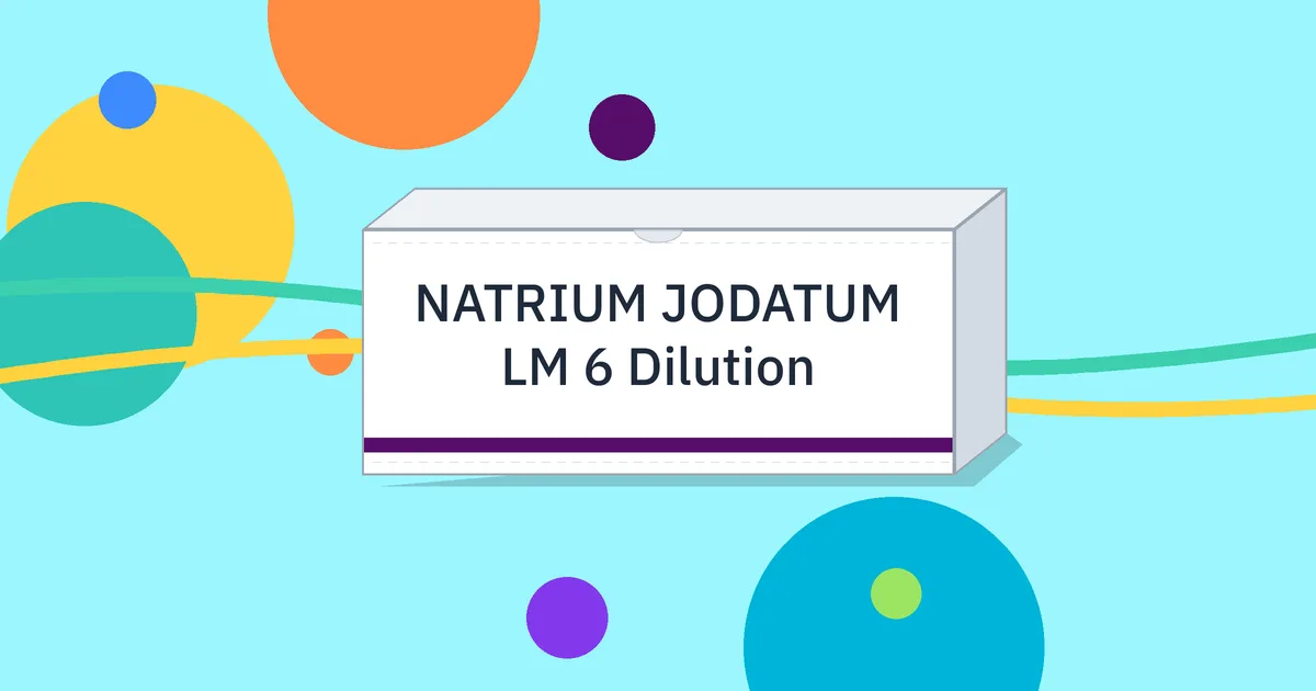Symbolbild: Packung mit der Aufschrift NATRIUM JODATUM LM 6 Dilution (PZN 12964281) – Verfügbarkeit und Bezug in Apotheken in Frankfurt am Main