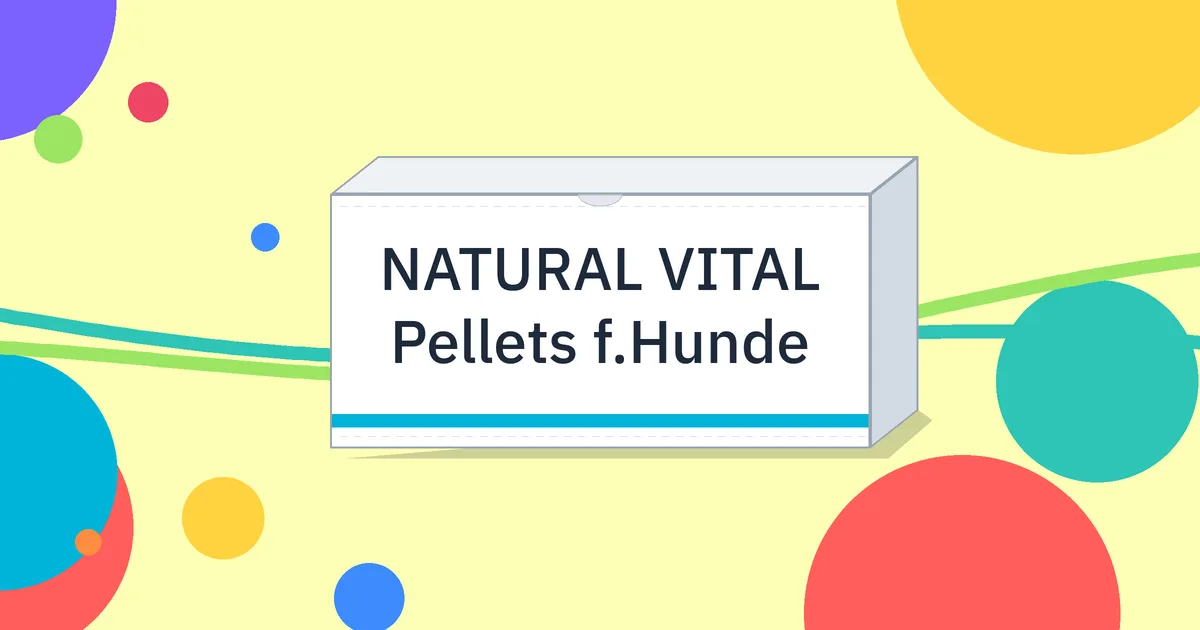 Symbolbild: Packung mit der Aufschrift NATURAL VITAL Pellets f.Hunde (PZN 20779787) – Verfügbarkeit und Bezug in Apotheken in Frankfurt am Main