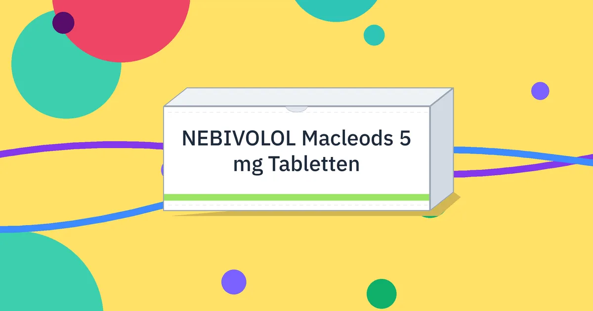 Symbolbild: Packung mit der Aufschrift NEBIVOLOL Macleods 5 mg Tabletten (PZN 19400966) – Verfügbarkeit und Bezug in Apotheken in Frankfurt am Main