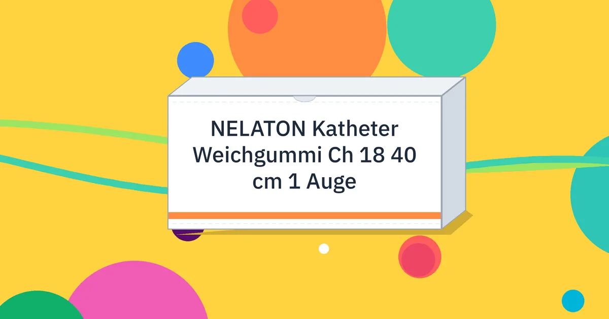 Symbolbild: Packung mit der Aufschrift NELATON Katheter Weichgummi Ch 18 40 cm 1 Auge (PZN 10085888) – Verfügbarkeit und Bezug in Apotheken in Frankfurt am Main