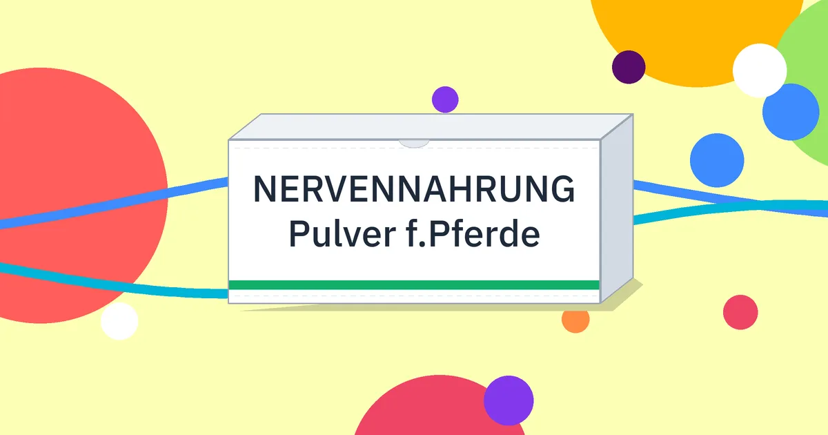 Symbolbild: Packung mit der Aufschrift NERVENNAHRUNG Pulver f.Pferde (PZN 10198782) – Verfügbarkeit und Bezug in Apotheken in Frankfurt am Main