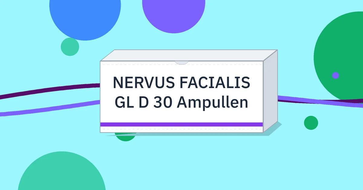Symbolbild: Packung mit der Aufschrift NERVUS FACIALIS GL D 30 Ampullen (PZN 03355726) – Verfügbarkeit und Bezug in Apotheken in Frankfurt am Main
