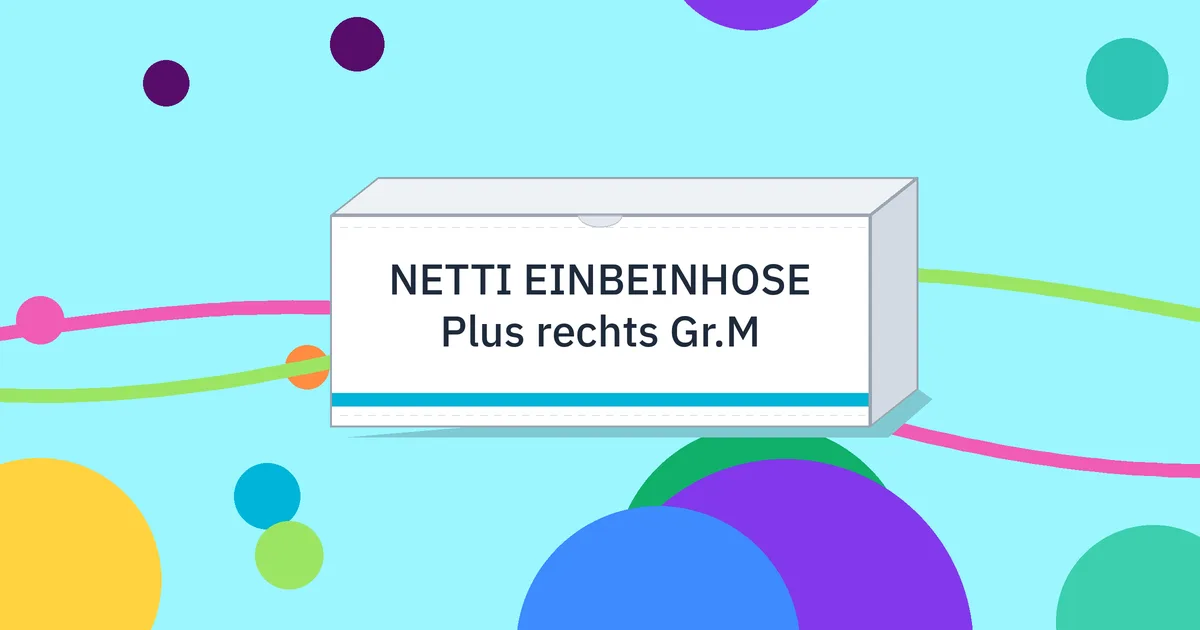 Symbolbild: Packung mit der Aufschrift NETTI EINBEINHOSE Plus rechts Gr.M (PZN 05517883) – Verfügbarkeit und Bezug in Apotheken in Frankfurt am Main