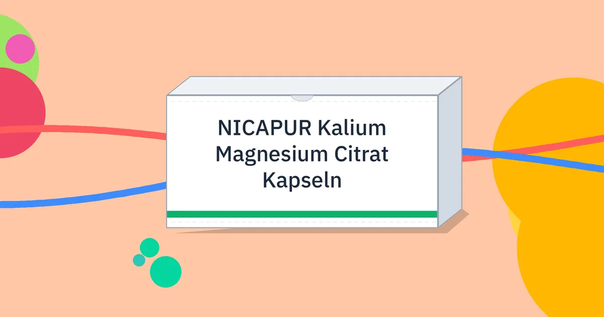 Symbolbild: Packung mit der Aufschrift NICAPUR Kalium Magnesium Citrat Kapseln (PZN 01891194) – Verfügbarkeit und Bezug in Apotheken in Frankfurt am Main