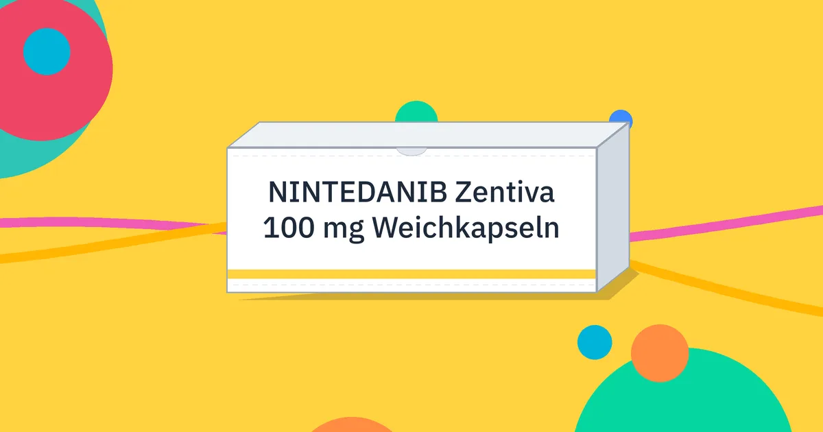 Symbolbild: Packung mit der Aufschrift NINTEDANIB Zentiva 100 mg Weichkapseln (PZN 20042710) – Verfügbarkeit und Bezug in Apotheken in Frankfurt am Main