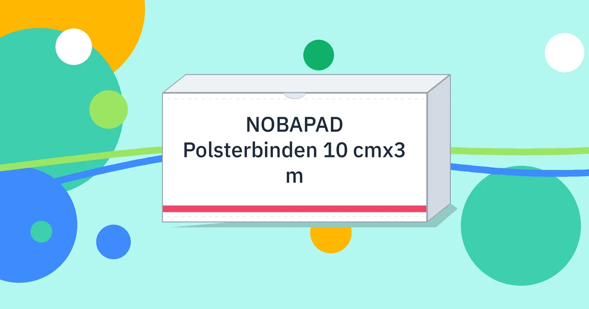 Symbolbild: Packung mit der Aufschrift NOBAPAD Polsterbinden 10 cmx3 m (PZN 16029230) – Verfügbarkeit und Bezug in Apotheken in Frankfurt am Main