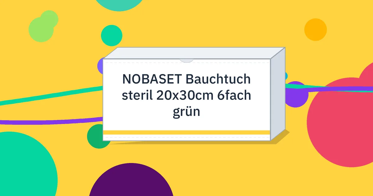 Symbolbild: Packung mit der Aufschrift NOBASET Bauchtuch steril 20x30cm 6fach grün (PZN 11684036) – Verfügbarkeit und Bezug in Apotheken in Frankfurt am Main