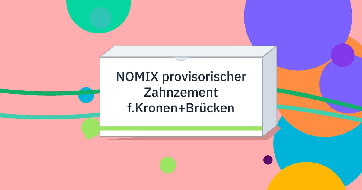 Symbolbild: Packung mit der Aufschrift NOMIX provisorischer Zahnzement f.Kronen+Brücken (PZN 13923255) – Verfügbarkeit und Bezug in Apotheken in Frankfurt am Main