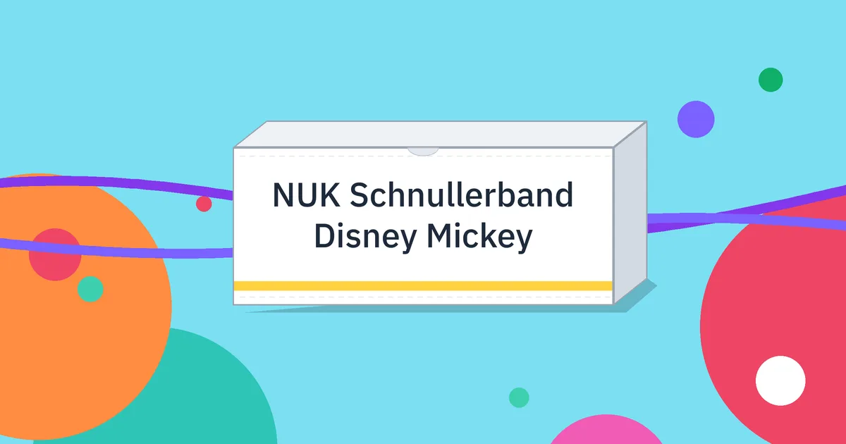 Symbolbild: Packung mit der Aufschrift NUK Schnullerband Disney Mickey (PZN 17442446) – Verfügbarkeit und Bezug in Apotheken in Frankfurt am Main