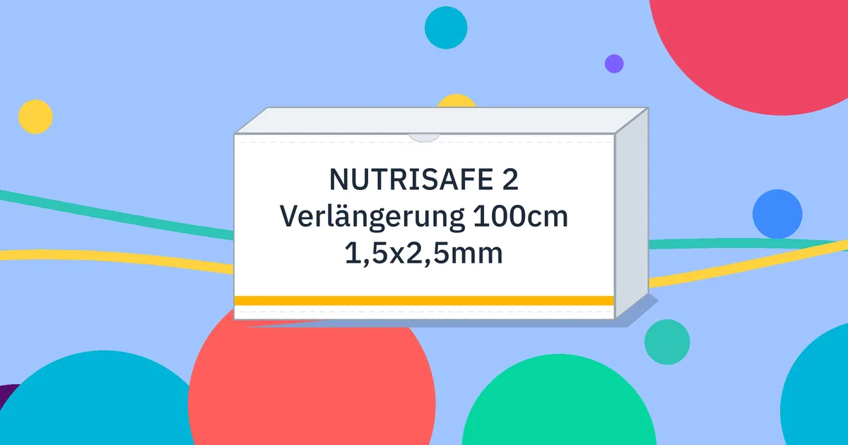 Symbolbild: Packung mit der Aufschrift NUTRISAFE 2 Verlängerung 100cm 1,5x2,5mm (PZN 09716237) – Verfügbarkeit und Bezug in Apotheken in Frankfurt am Main