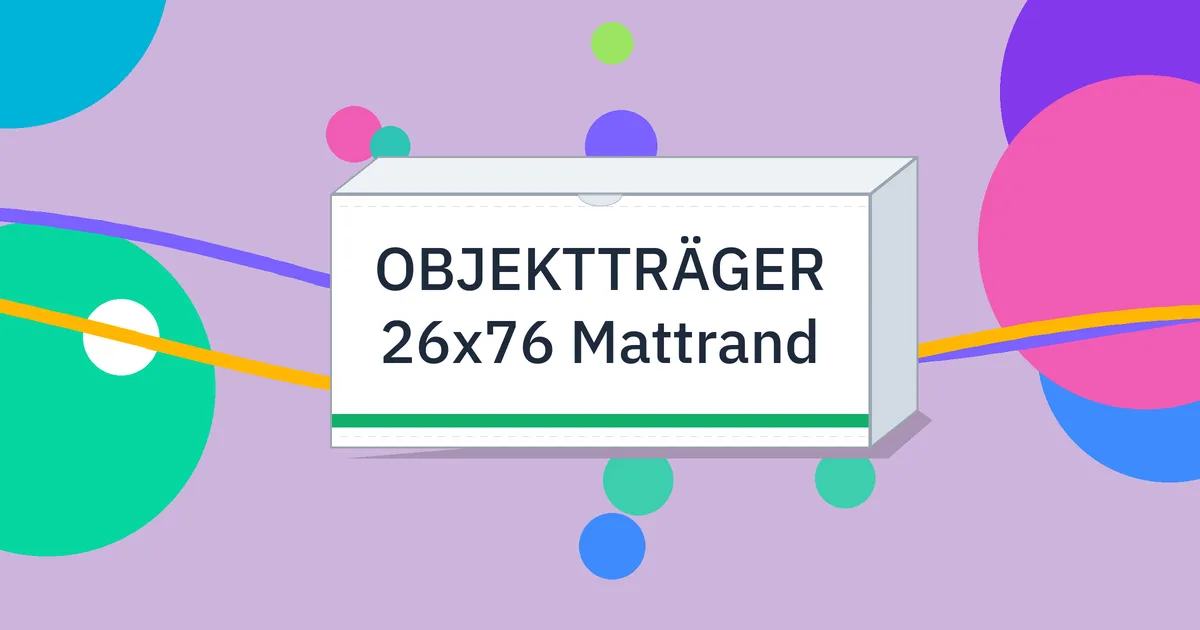 Symbolbild: Packung mit der Aufschrift OBJEKTTRÄGER 26x76 Mattrand (PZN 04844551) – Verfügbarkeit und Bezug in Apotheken in Frankfurt am Main