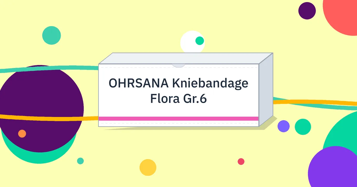 Symbolbild: Packung mit der Aufschrift OHRSANA Kniebandage Flora Gr.6 (PZN 07121267) – Verfügbarkeit und Bezug in Apotheken in Frankfurt am Main