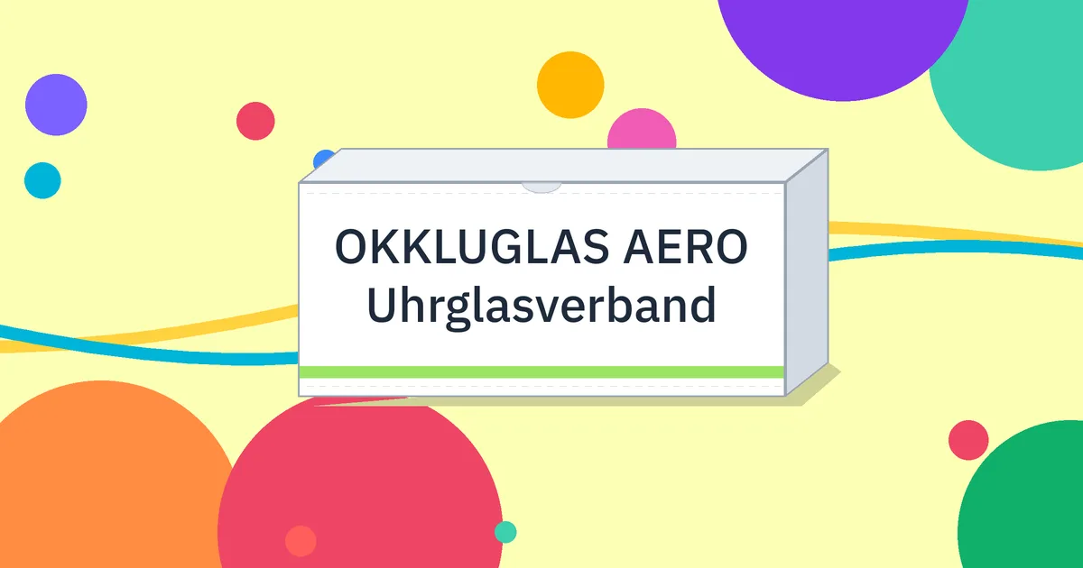 Symbolbild: Packung mit der Aufschrift OKKLUGLAS AERO Uhrglasverband (PZN 04173619) – Verfügbarkeit und Bezug in Apotheken in Frankfurt am Main