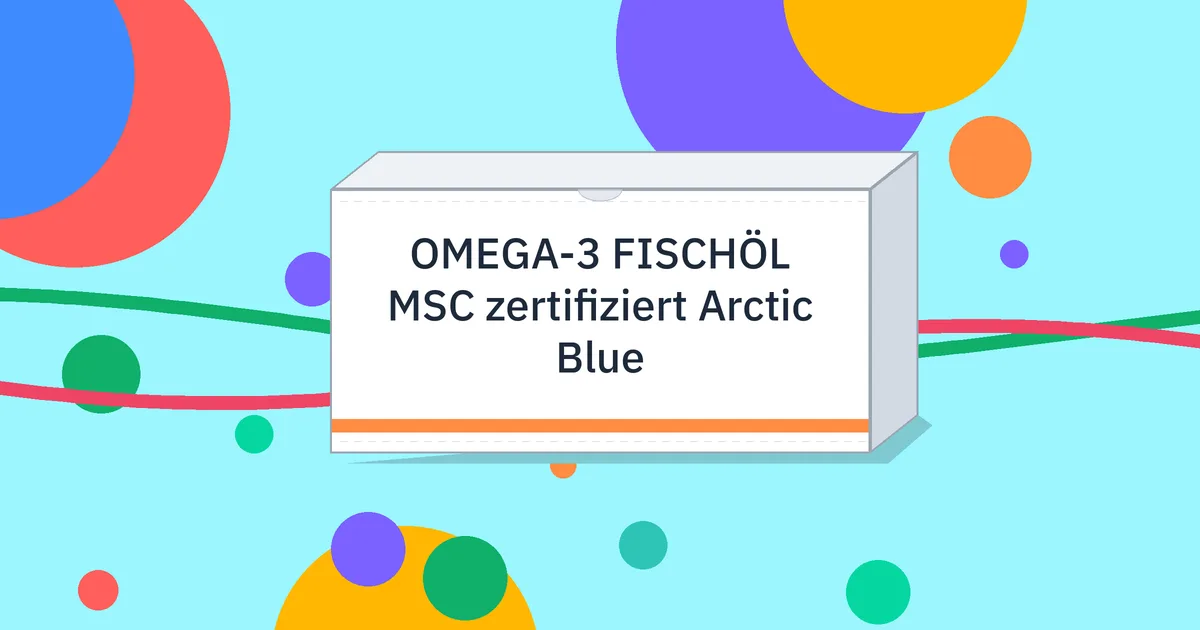 Symbolbild: Packung mit der Aufschrift OMEGA-3 FISCHÖL MSC zertifiziert Arctic Blue (PZN 15300647) – Verfügbarkeit und Bezug in Apotheken in Frankfurt am Main