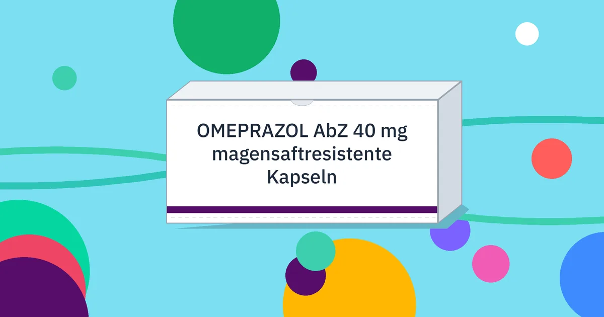 Symbolbild: Packung mit der Aufschrift OMEPRAZOL AbZ 40 mg magensaftresistente Kapseln (PZN 04102335) – Verfügbarkeit und Bezug in Apotheken in Frankfurt am Main