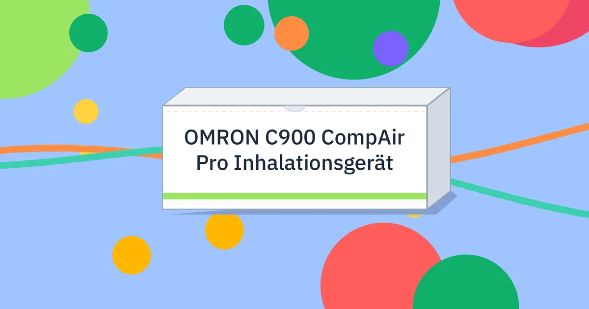 Symbolbild: Packung mit der Aufschrift OMRON C900 CompAir Pro Inhalationsgerät (PZN 09645721) – Verfügbarkeit und Bezug in Apotheken in Frankfurt am Main