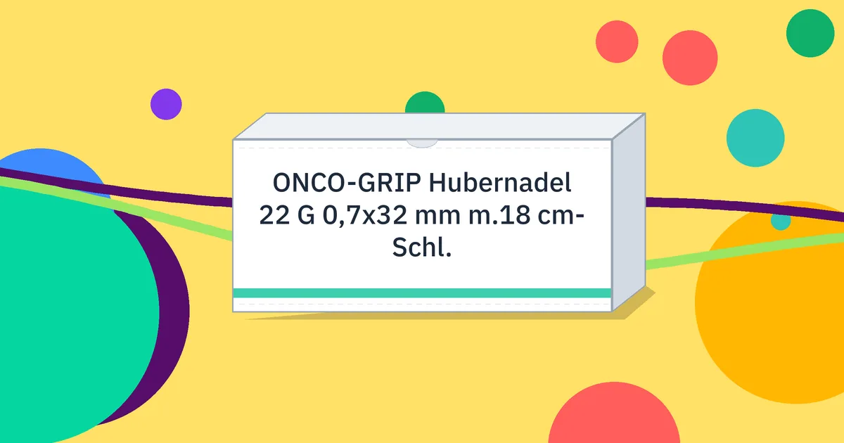 Symbolbild: Packung mit der Aufschrift ONCO-GRIP Hubernadel 22 G 0,7x32 mm m.18 cm-Schl. (PZN 05141426) – Verfügbarkeit und Bezug in Apotheken in Frankfurt am Main