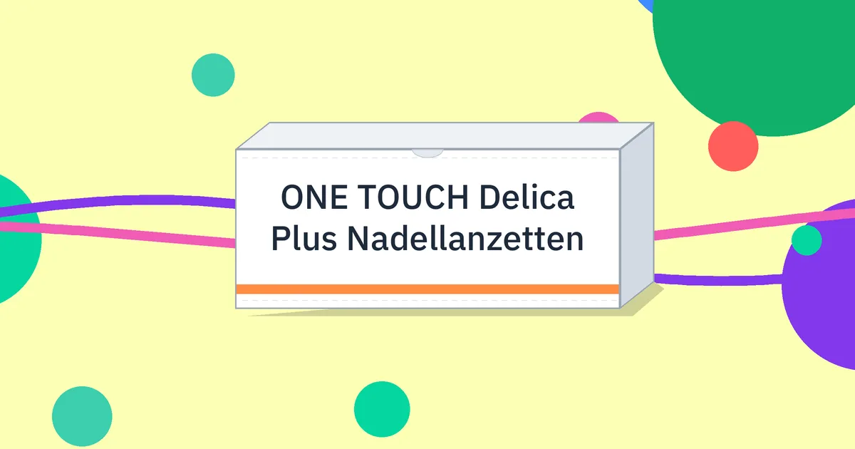 Symbolbild: Packung mit der Aufschrift ONE TOUCH Delica Plus Nadellanzetten (PZN 18604371) – Verfügbarkeit und Bezug in Apotheken in Frankfurt am Main