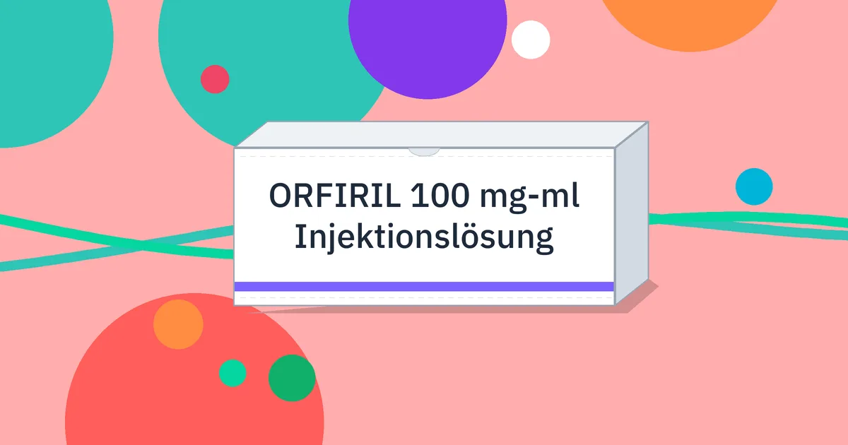 Symbolbild: Packung mit der Aufschrift ORFIRIL 100 mg-ml Injektionslösung (PZN 02480234) – Verfügbarkeit und Bezug in Apotheken in Frankfurt am Main