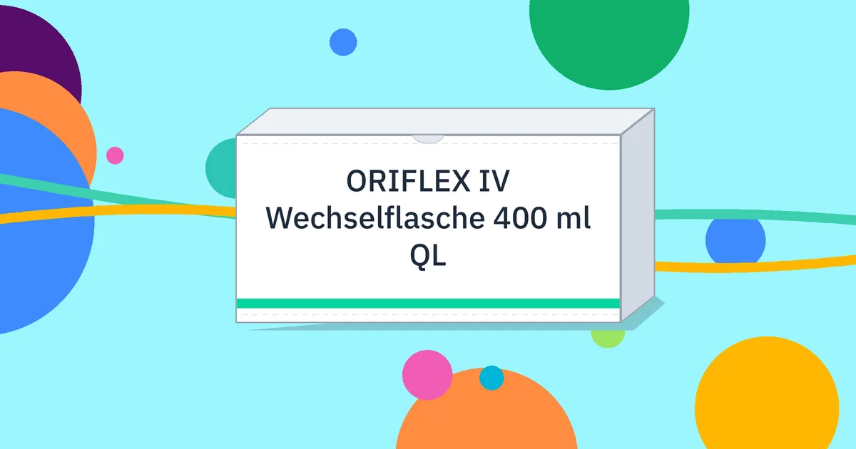 Symbolbild: Packung mit der Aufschrift ORIFLEX IV Wechselflasche 400 ml QL (PZN 17485467) – Verfügbarkeit und Bezug in Apotheken in Frankfurt am Main