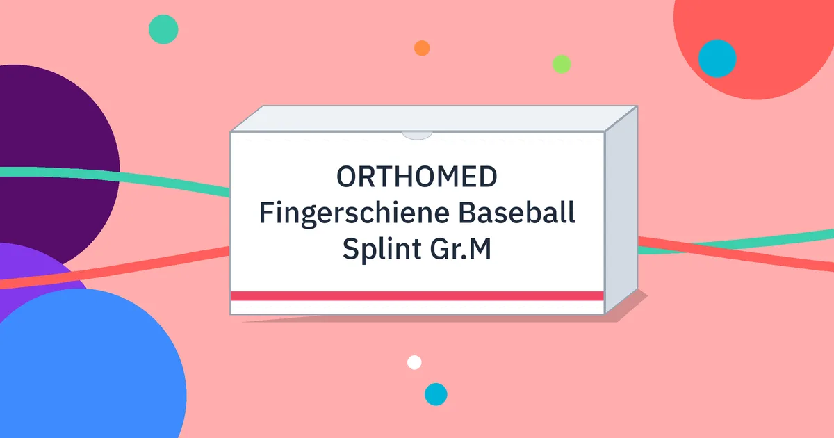 Symbolbild: Packung mit der Aufschrift ORTHOMED Fingerschiene Baseball Splint Gr.M (PZN 16507014) – Verfügbarkeit und Bezug in Apotheken in Frankfurt am Main