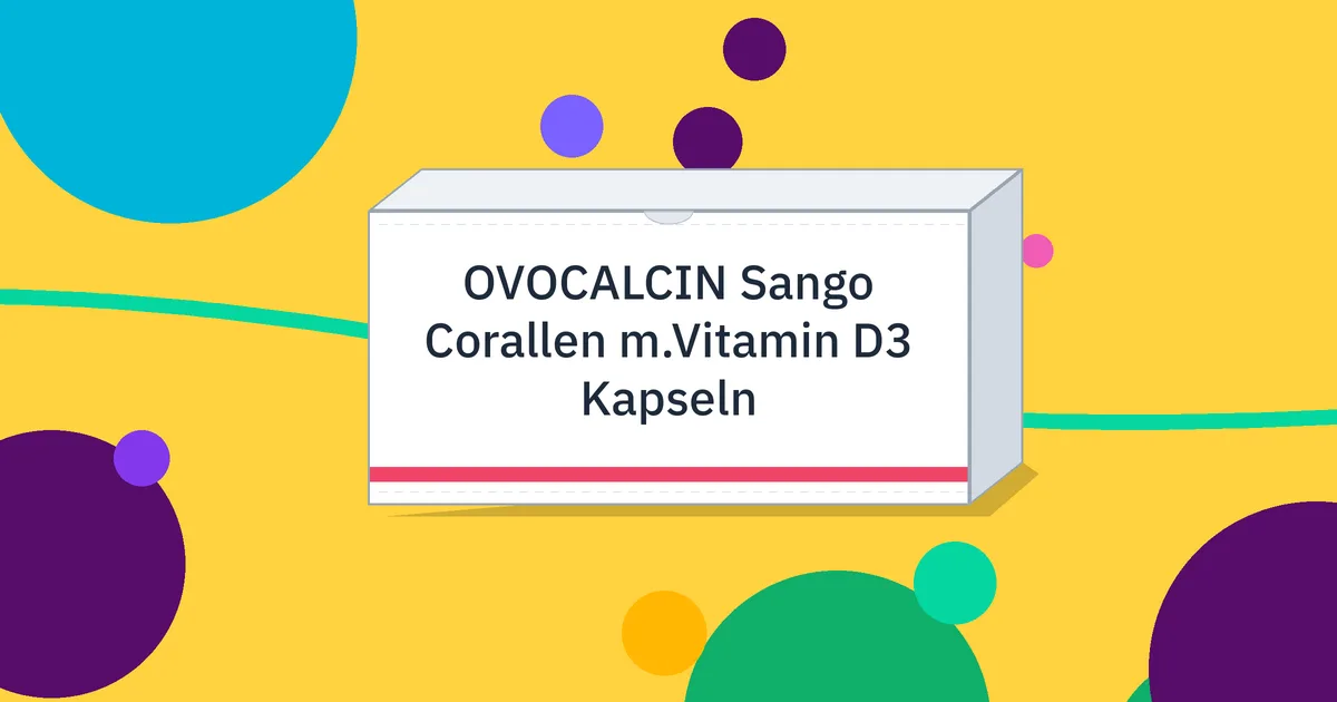 Symbolbild: Packung mit der Aufschrift OVOCALCIN Sango Corallen m.Vitamin D3 Kapseln (PZN 03673509) – Verfügbarkeit und Bezug in Apotheken in Frankfurt am Main