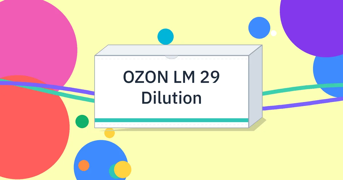 Symbolbild: Packung mit der Aufschrift OZON LM 29 Dilution (PZN 12974670) – Verfügbarkeit und Bezug in Apotheken in Frankfurt am Main