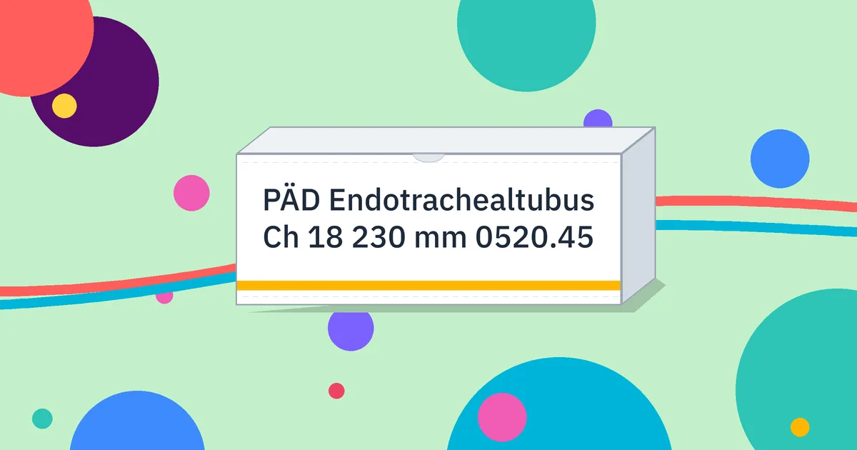 Symbolbild: Packung mit der Aufschrift PÄD Endotrachealtubus Ch 18 230 mm 0520.45 (PZN 00911960) – Verfügbarkeit und Bezug in Apotheken in Frankfurt am Main