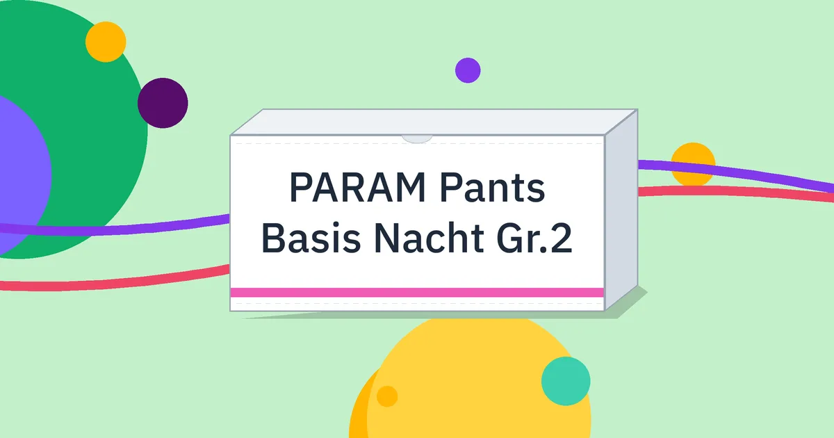 Symbolbild: Packung mit der Aufschrift PARAM Pants Basis Nacht Gr.2 (PZN 06558252) – Verfügbarkeit und Bezug in Apotheken in Frankfurt am Main
