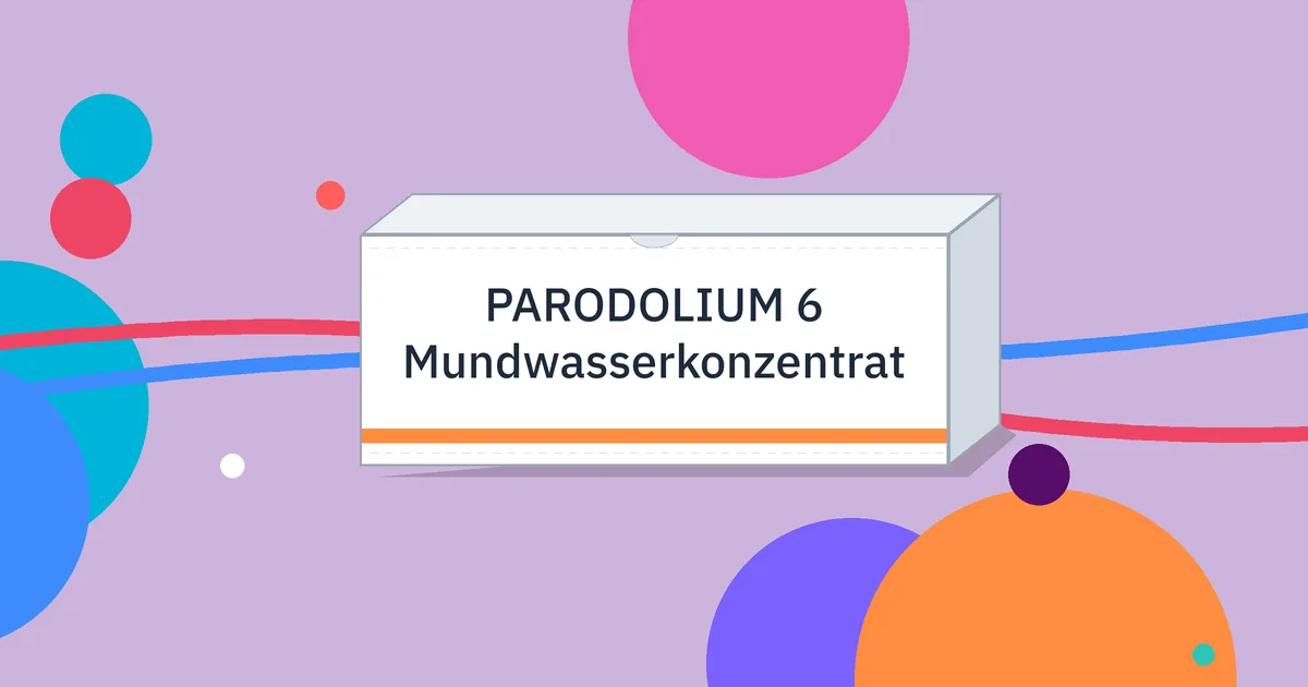 Symbolbild: Packung mit der Aufschrift PARODOLIUM 6 Mundwasserkonzentrat (PZN 10110592) – Verfügbarkeit und Bezug in Apotheken in Frankfurt am Main