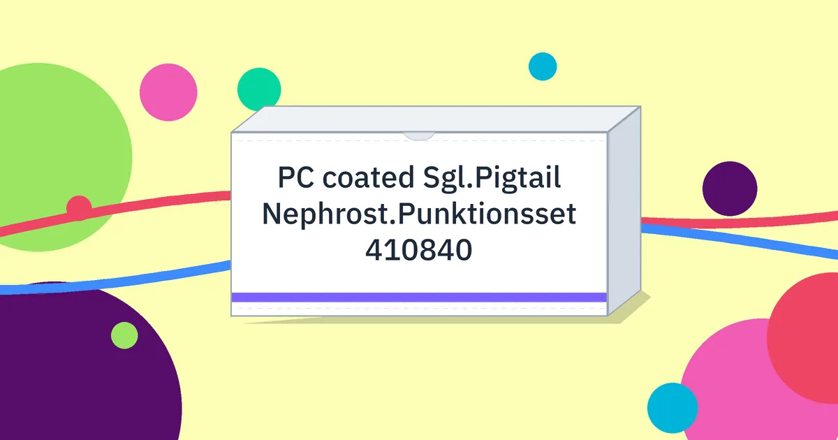 Symbolbild: Packung mit der Aufschrift PC coated Sgl.Pigtail Nephrost.Punktionsset 410840 (PZN 06679116) – Verfügbarkeit und Bezug in Apotheken in Frankfurt am Main
