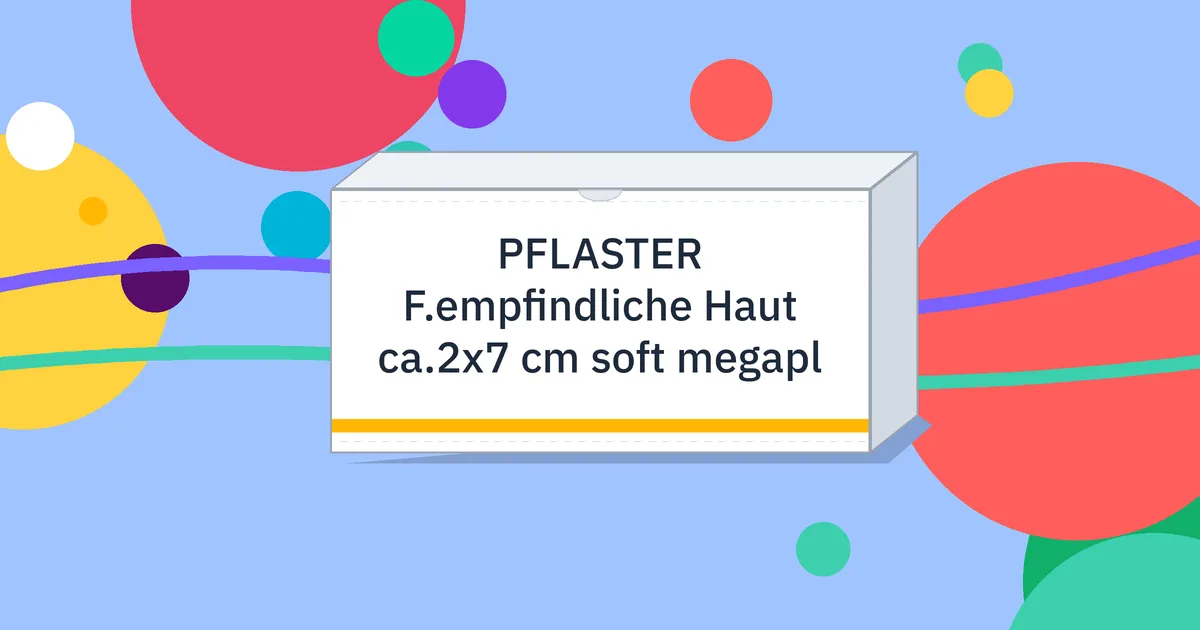 Symbolbild: Packung mit der Aufschrift PFLASTER F.empfindliche Haut ca.2x7 cm soft megapl (PZN 16501388) – Verfügbarkeit und Bezug in Apotheken in Frankfurt am Main