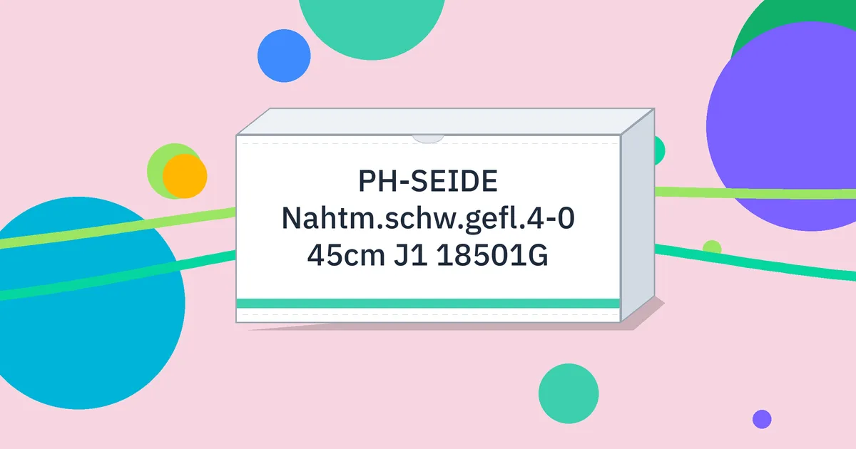 Symbolbild: Packung mit der Aufschrift PH-SEIDE Nahtm.schw.gefl.4-0 45cm J1 18501G (PZN 02482693) – Verfügbarkeit und Bezug in Apotheken in Frankfurt am Main