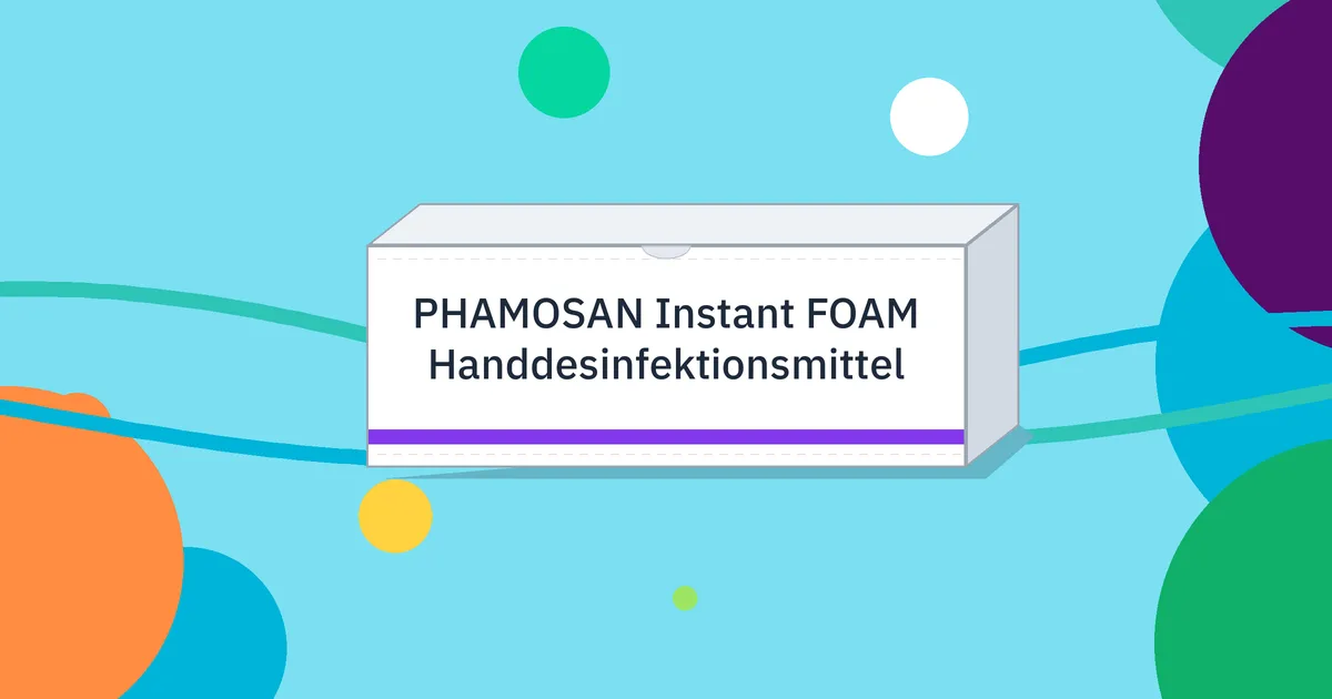 Symbolbild: Packung mit der Aufschrift PHAMOSAN Instant FOAM Handdesinfektionsmittel (PZN 19786799) – Verfügbarkeit und Bezug in Apotheken in Frankfurt am Main
