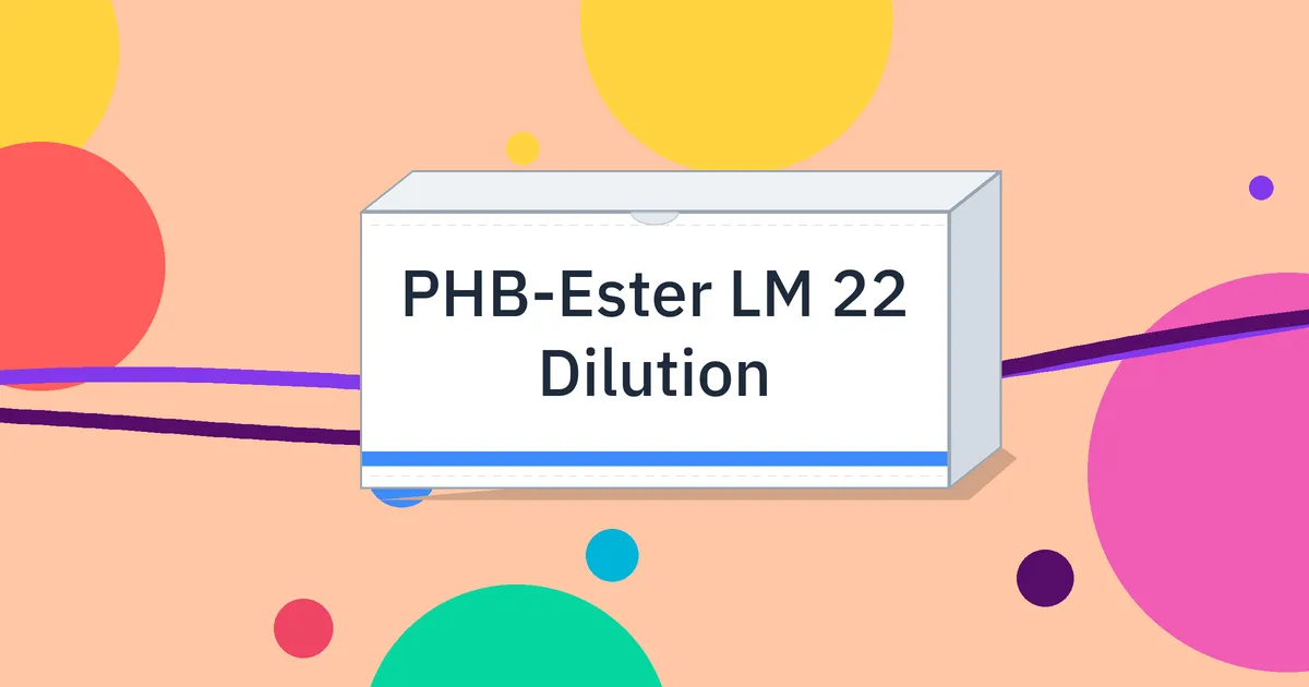 Symbolbild: Packung mit der Aufschrift PHB-Ester LM 22 Dilution (PZN 12978231) – Verfügbarkeit und Bezug in Apotheken in Frankfurt am Main