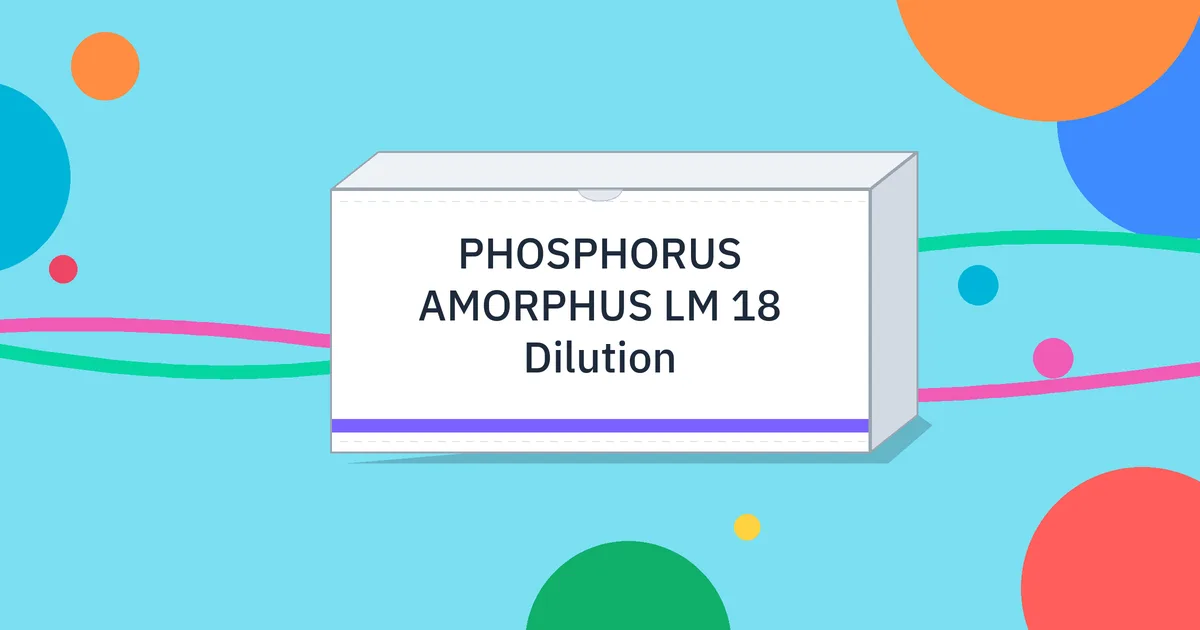 Symbolbild: Packung mit der Aufschrift PHOSPHORUS AMORPHUS LM 18 Dilution (PZN 13034495) – Verfügbarkeit und Bezug in Apotheken in Frankfurt am Main