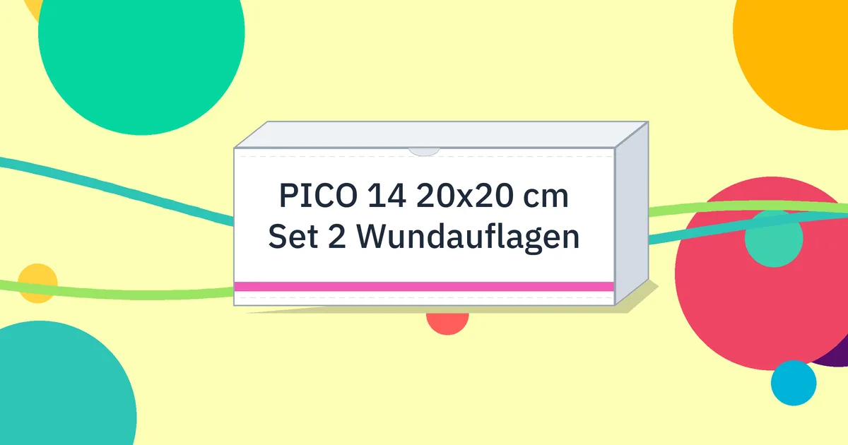 Symbolbild: Packung mit der Aufschrift PICO 14 20x20 cm Set 2 Wundauflagen (PZN 15261628) – Verfügbarkeit und Bezug in Apotheken in Frankfurt am Main
